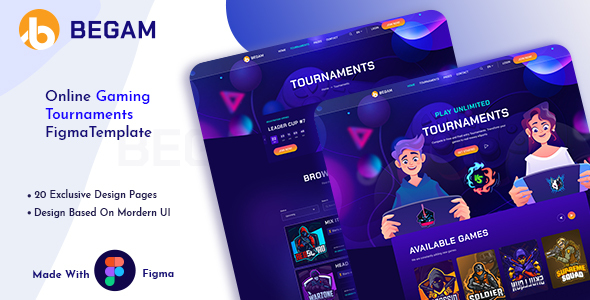 Begam - Online Gaming Tournaments Figma Template by UIAXIS | ThemeForest